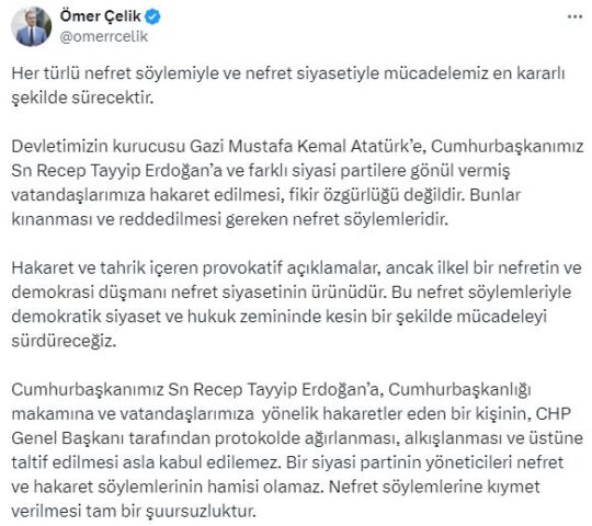 AK Parti'li Çelik: Bir Siyasi Partinin Yöneticileri Nefret Ve Hakaret ...